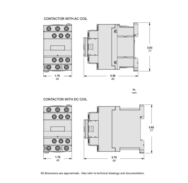 LC1D09P7 IEC contactor, 9A, Coil 230 VAC | Schneider E